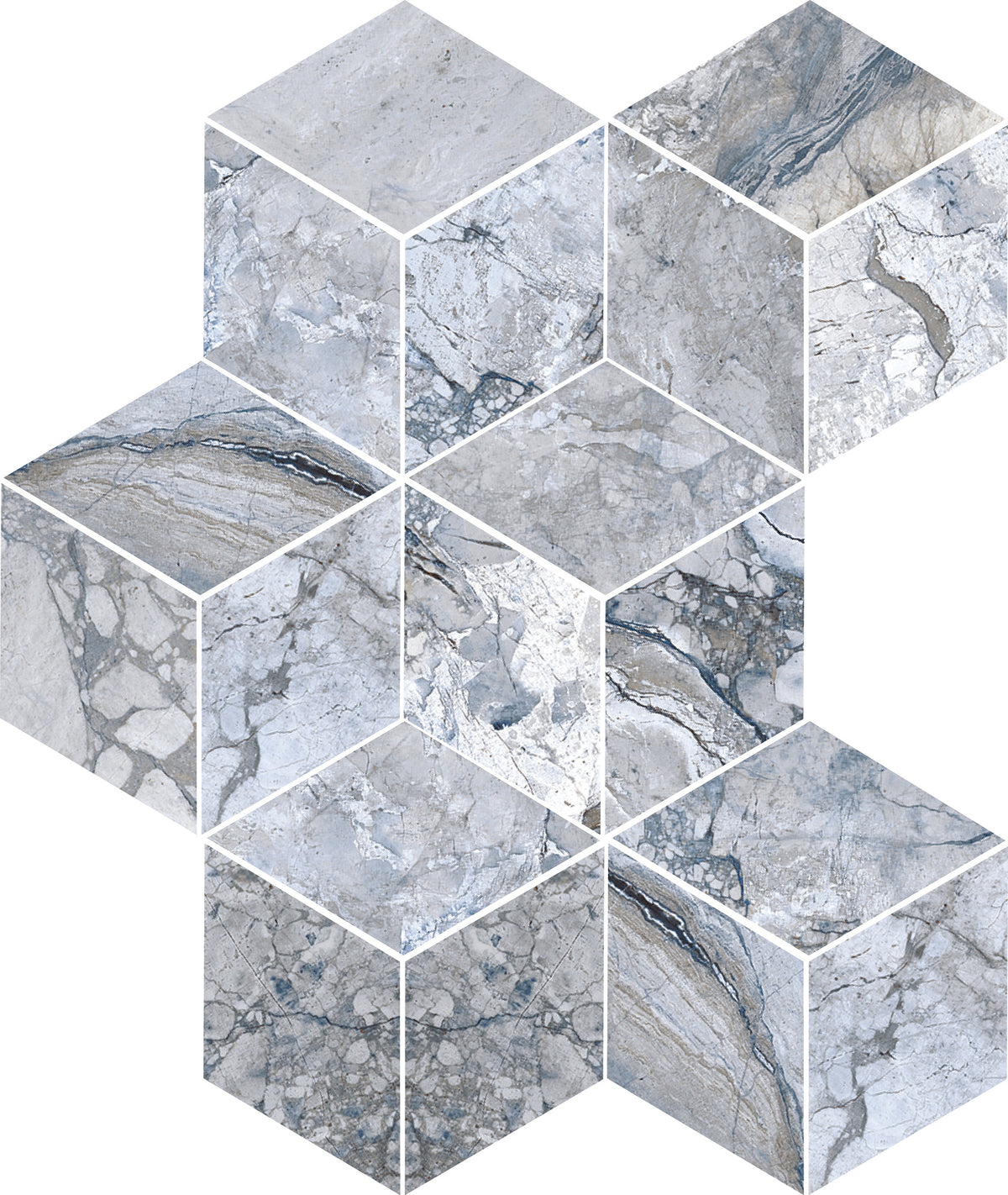 Eternal Blue Multi Finish Hexagon Mosaic — Urban Coast Tile