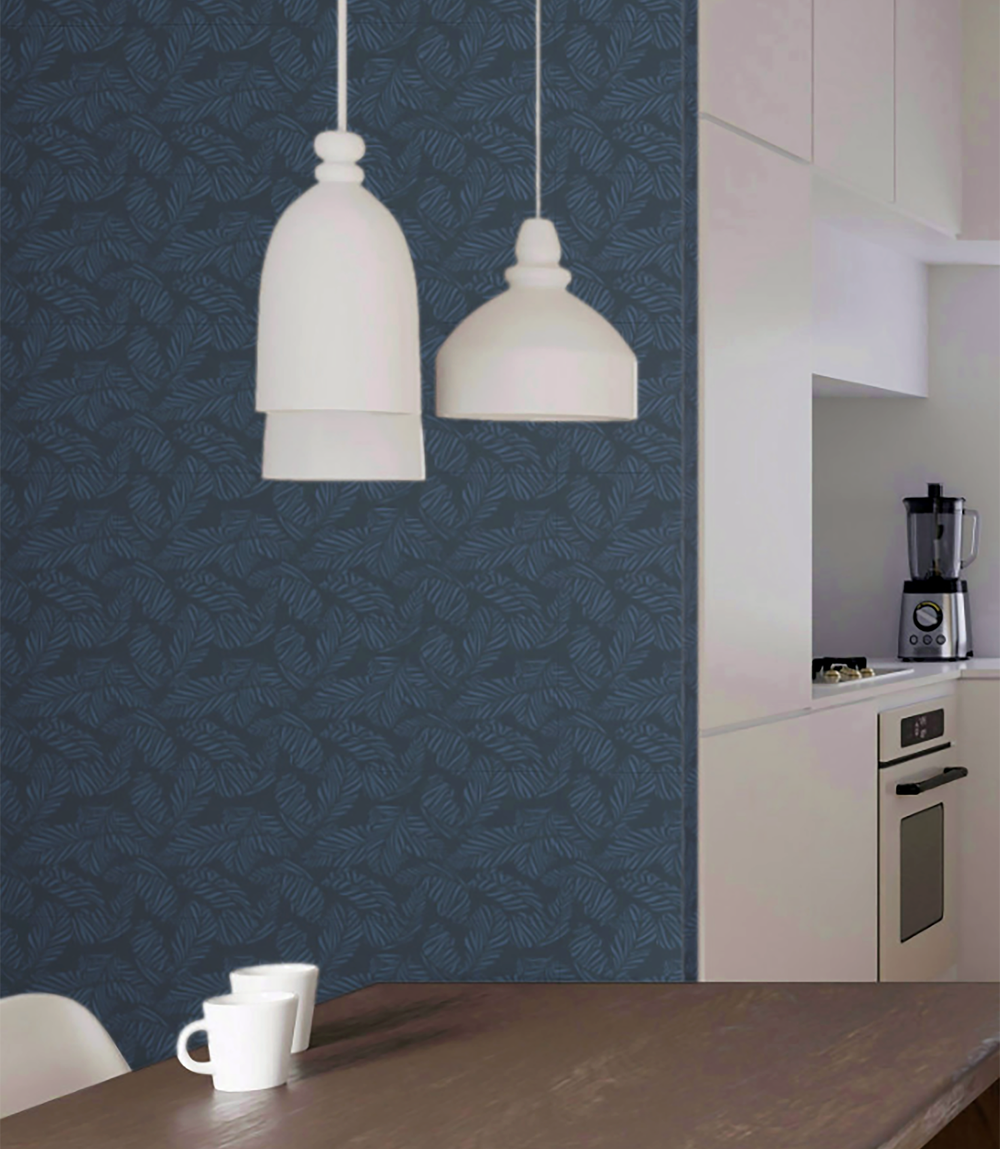 Kapalua 12x36 Blue Palm Leaf Pattern Wall Tile — Urban Coast Tile