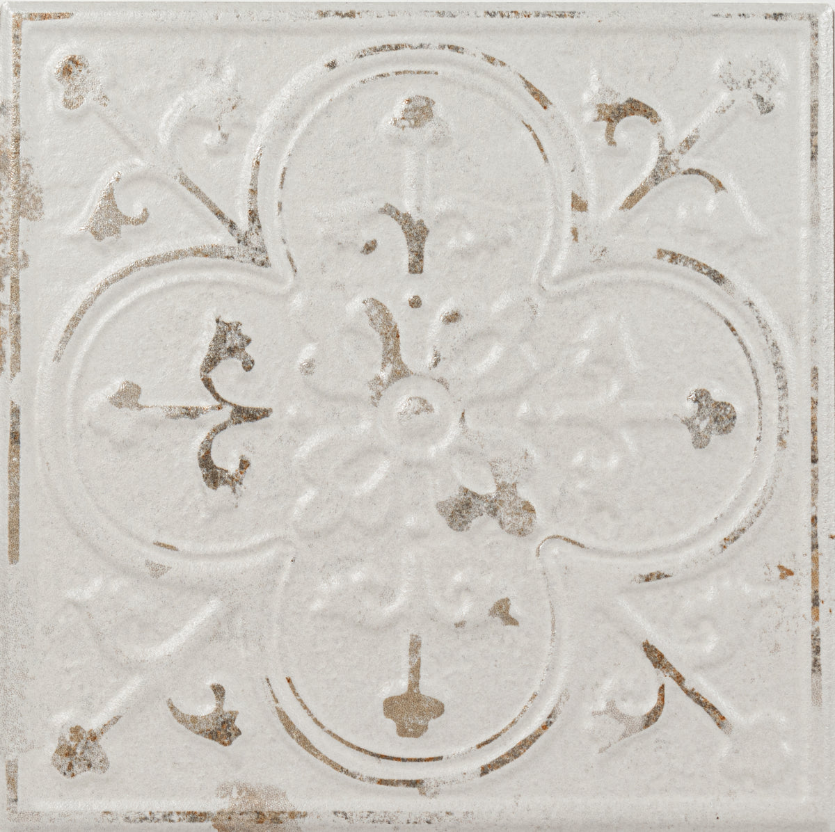 Antiquity 8x8 White Embossed Pattern Tile — Urban Coast Tile